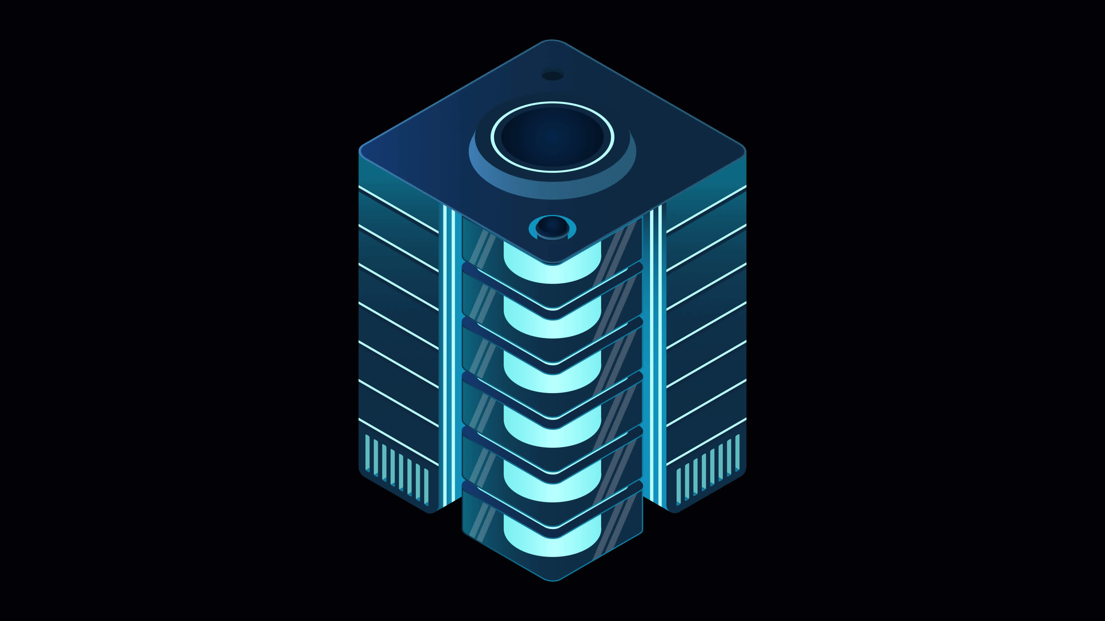 Isometric Futuristic Server Animation Isometric Database Or Data Center Abstract Blockchain