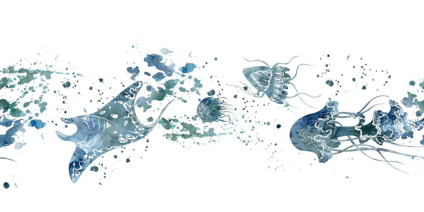 Watercolor Ocean Animals Vector Art, Icons, and Graphics for Free Download