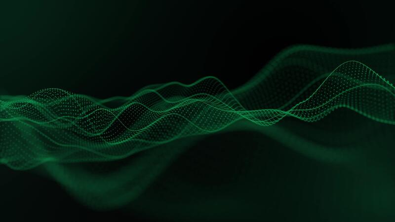 Seamless Loop Background With Dark Green Wave Form Made Of Dots And