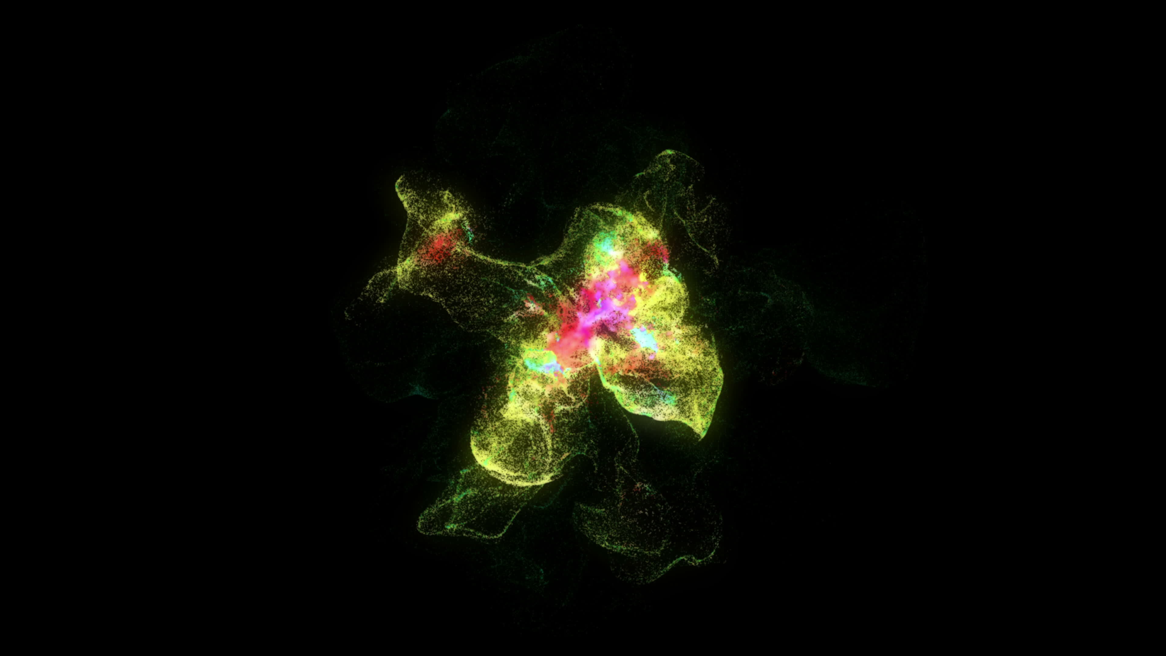 A Dynamic Source Of Particles On A Black Background Emitting Particles