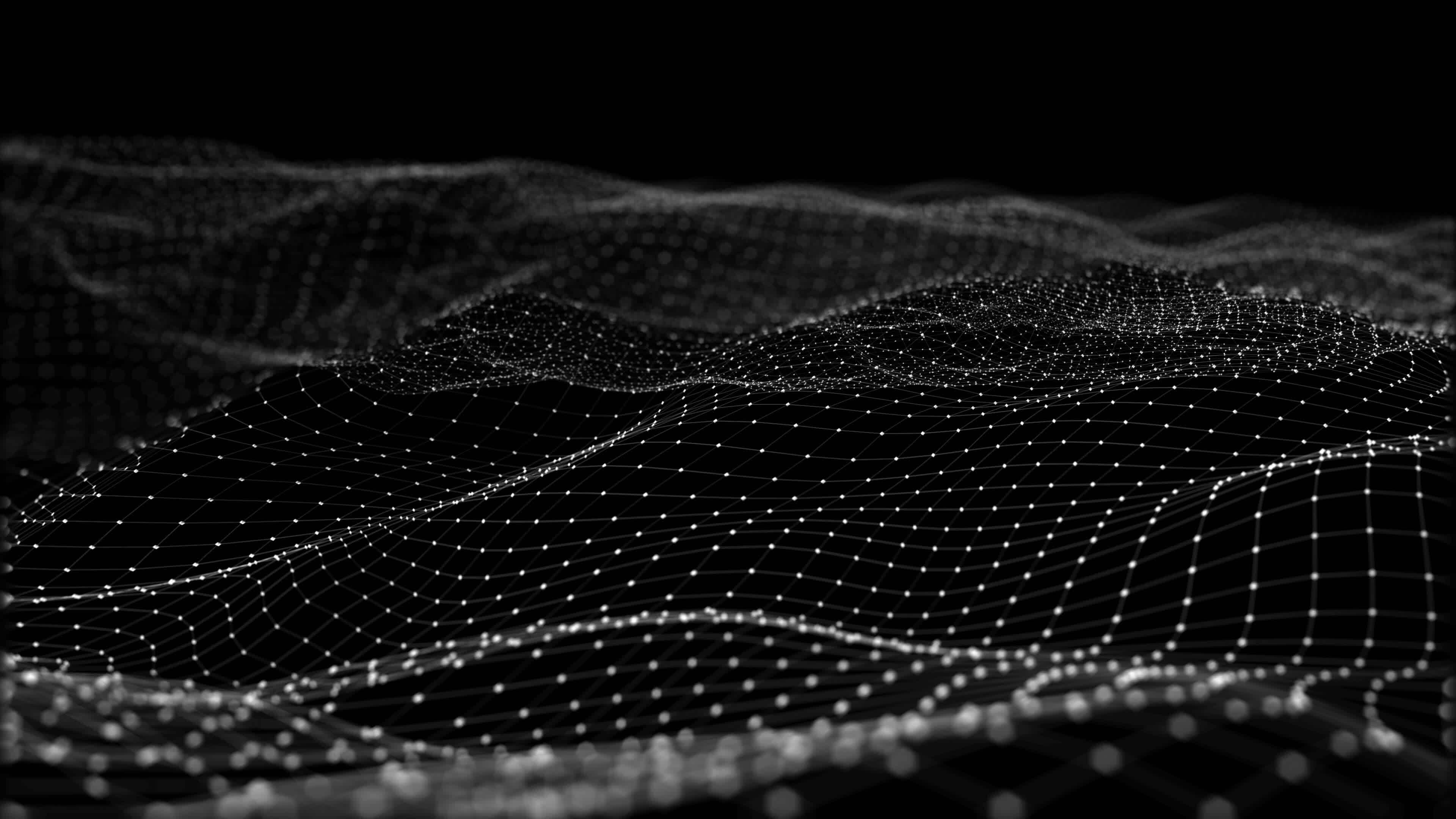 Background Abstract Digital Wave And Light Square Particles In Organic