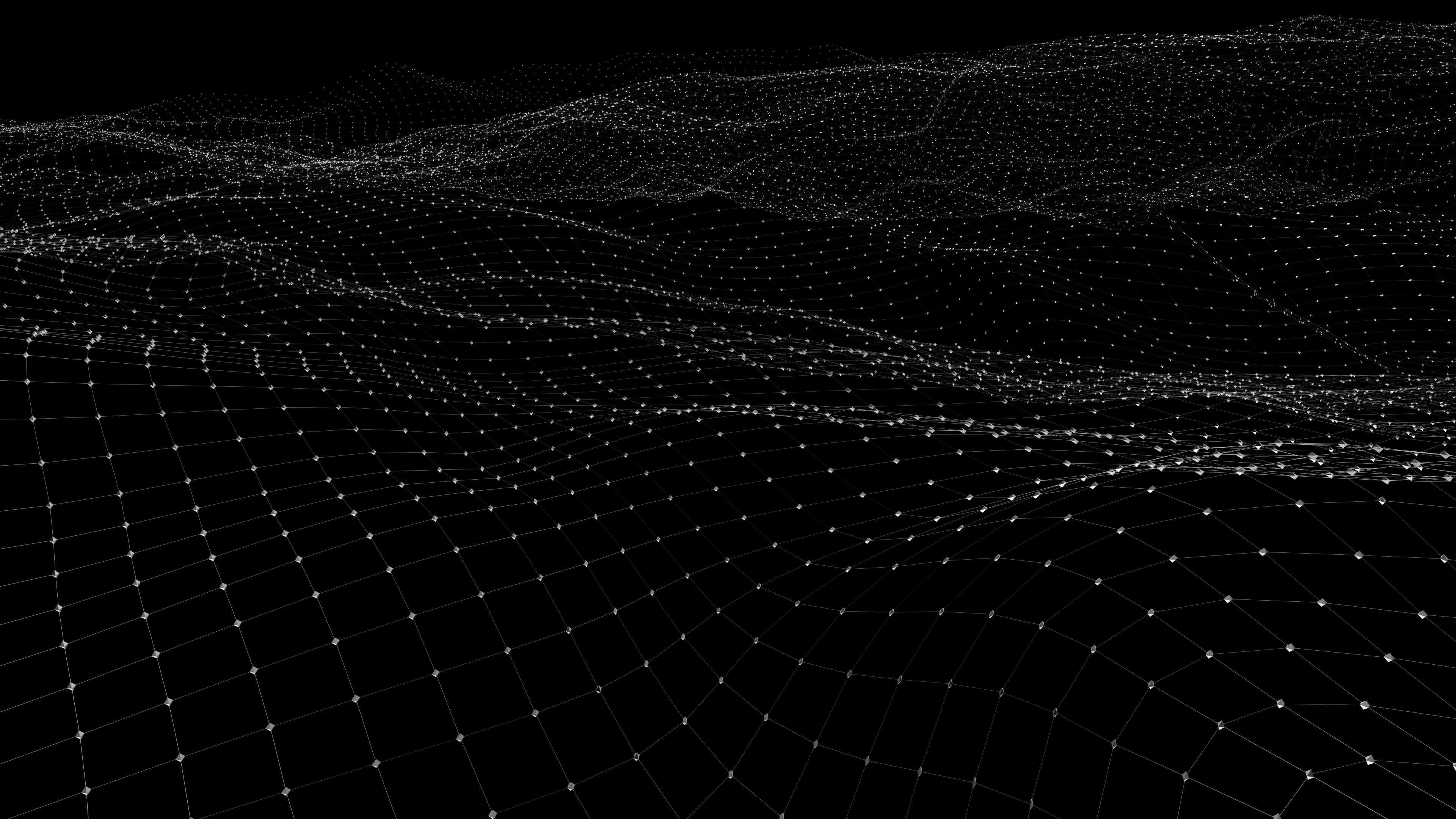 Background Abstract Digital Wave And Light Square Particles In Organic