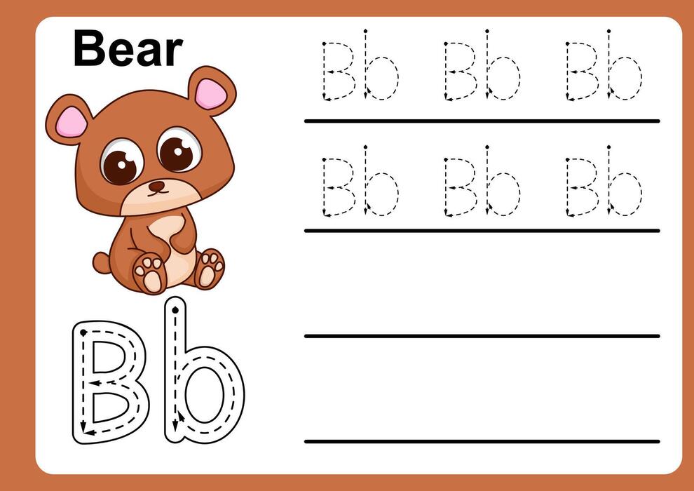 Letter B Tracing Alphabet Worksheets Vector Art, Icons, and Graphics ...