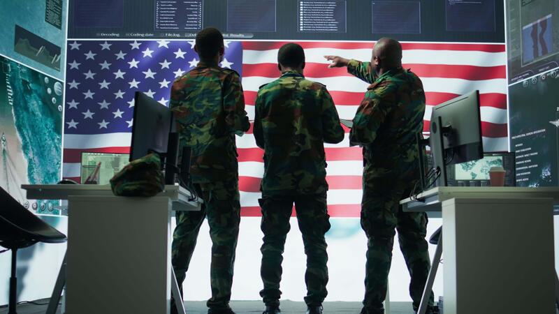 Us Soldiers In A High Tech Command Center Protecting Classified Information Ensuring