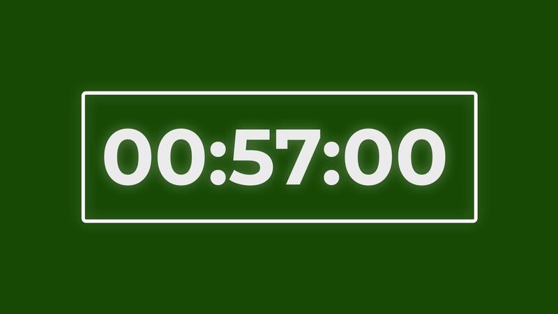 Stopwatch timer decrease, 60 seconds glowing countdown 4k animation on ...