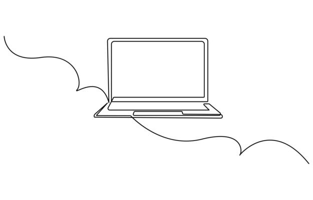 Continuous Line Drawing Laptop Vector Art Icons And Graphics For Free Download