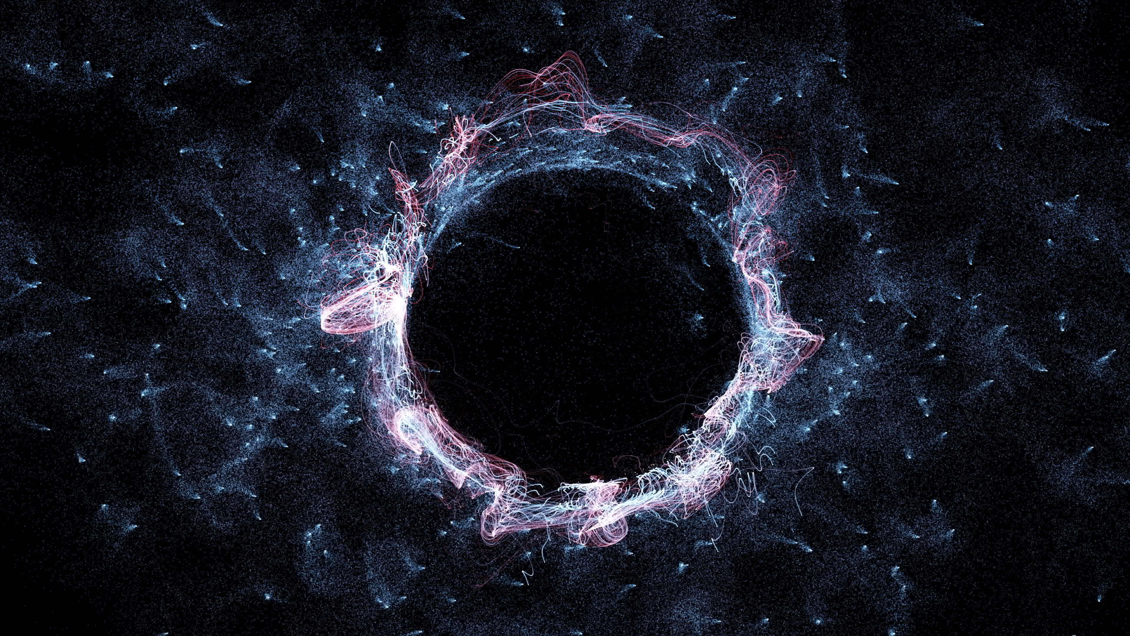 Cosmic energy strings. Energy flows in the form of thin bright elements ...