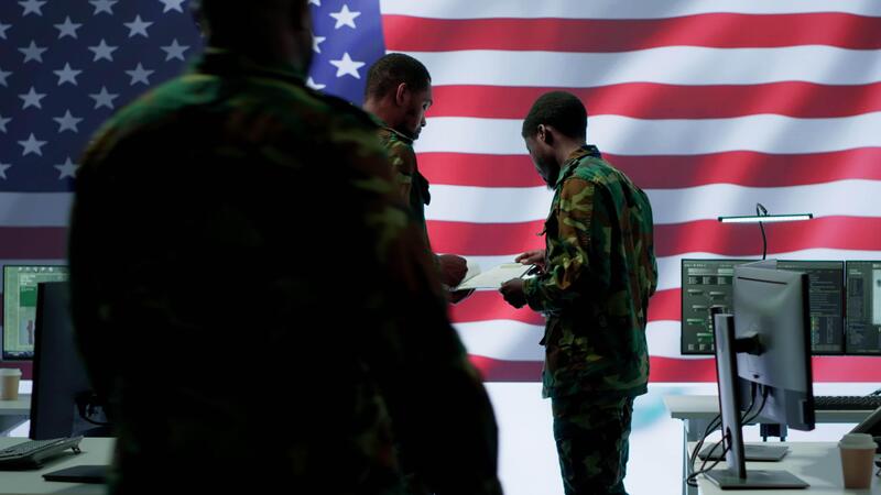 Us Soldiers In A High Tech Command Center Protecting Classified Information Ensuring
