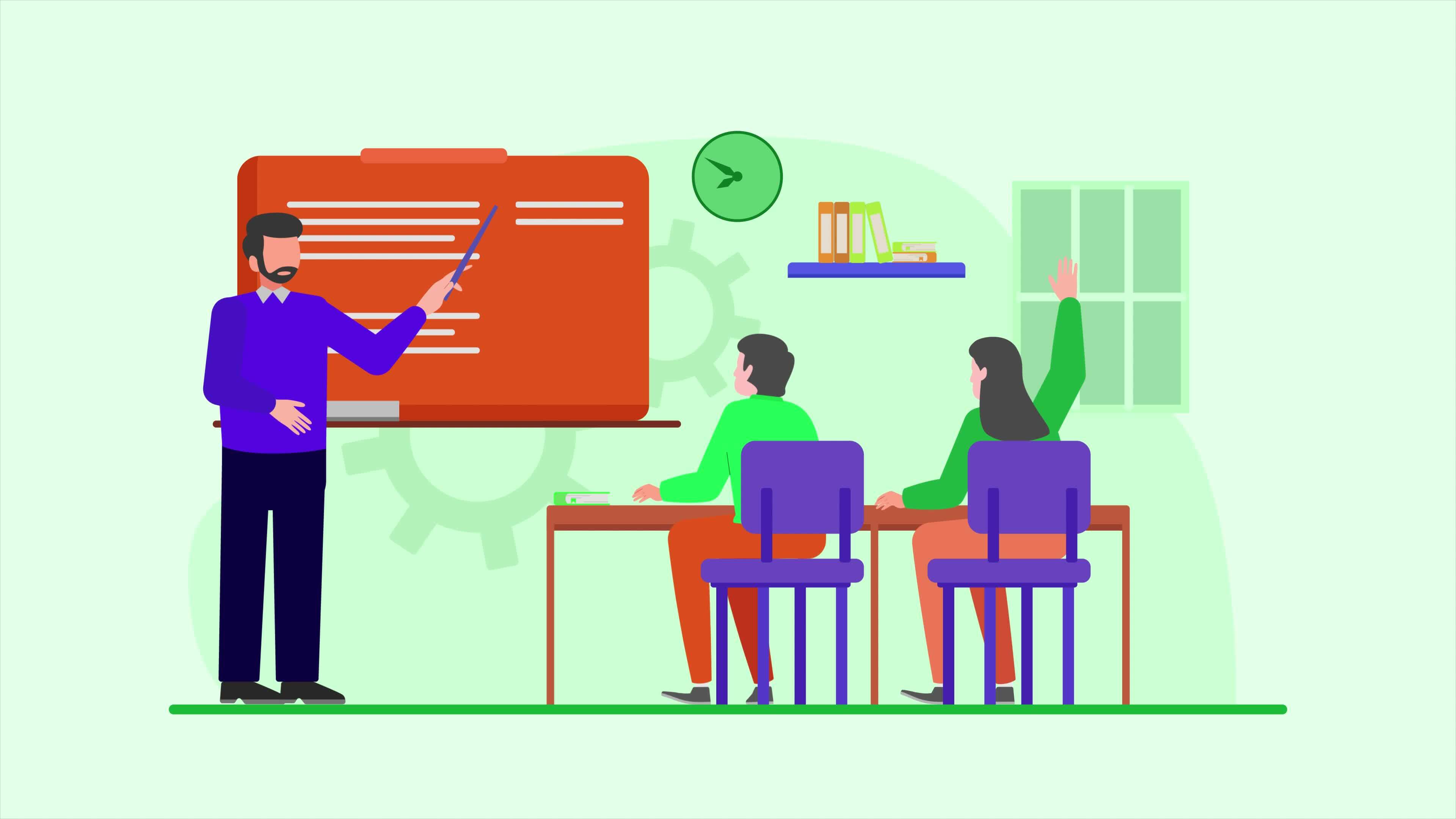 Animated Lecturers teaching in class concept. Full length animation ...