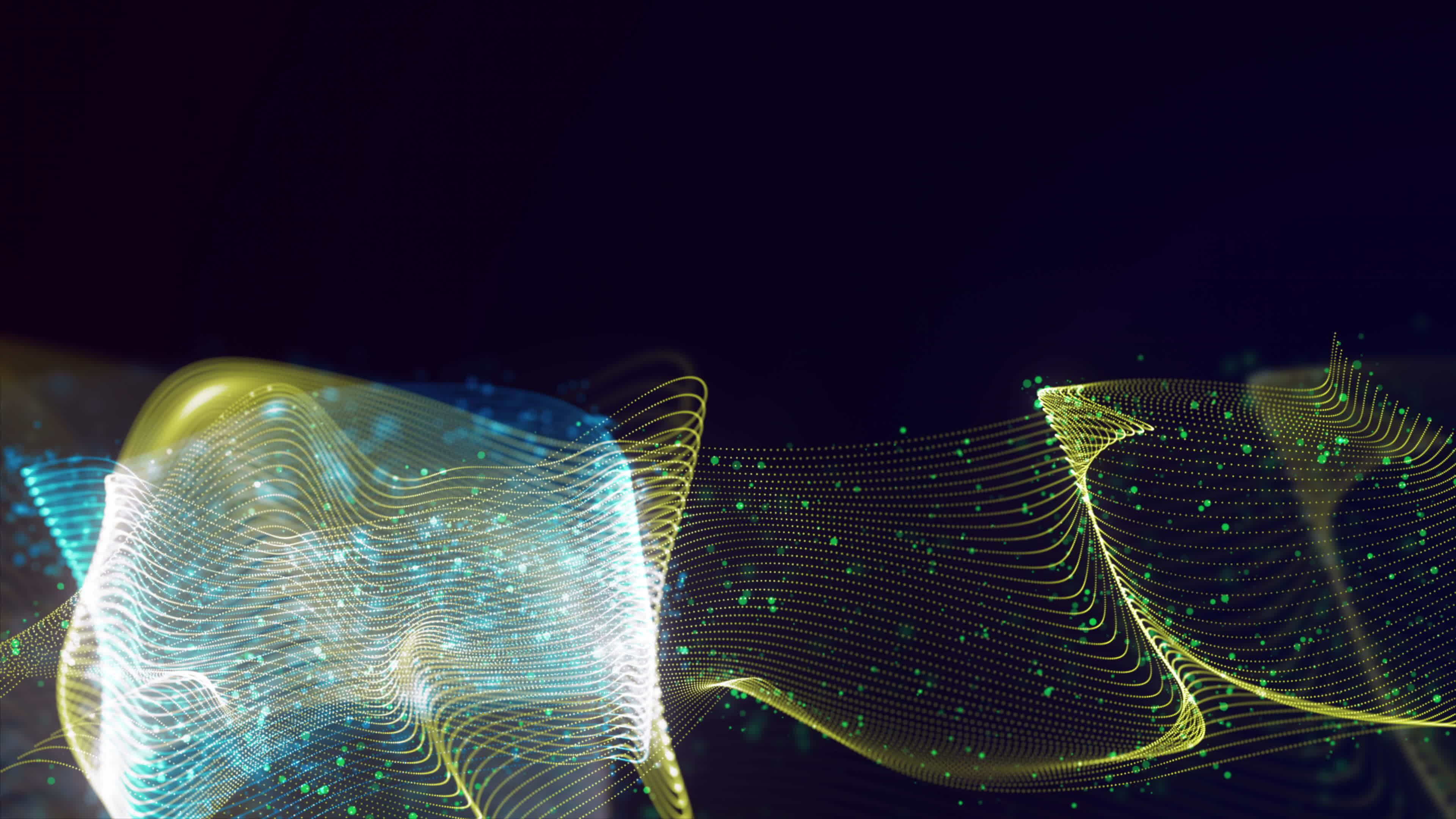 Abstract dynamic structure of intertwined dots. Bright colored technological background made of ...