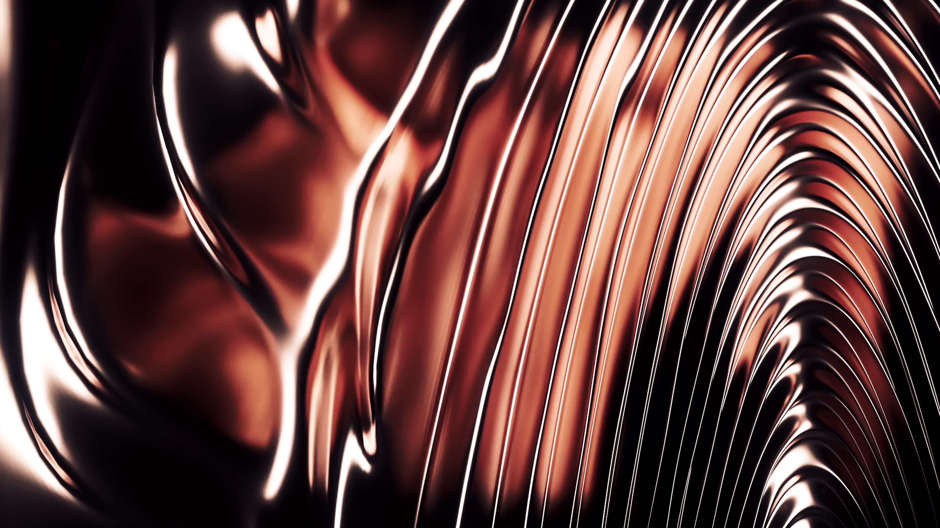 Abstract Metallic Waves With Warm Tones And Dynamic Patterns Creating A Stylish Decor With
