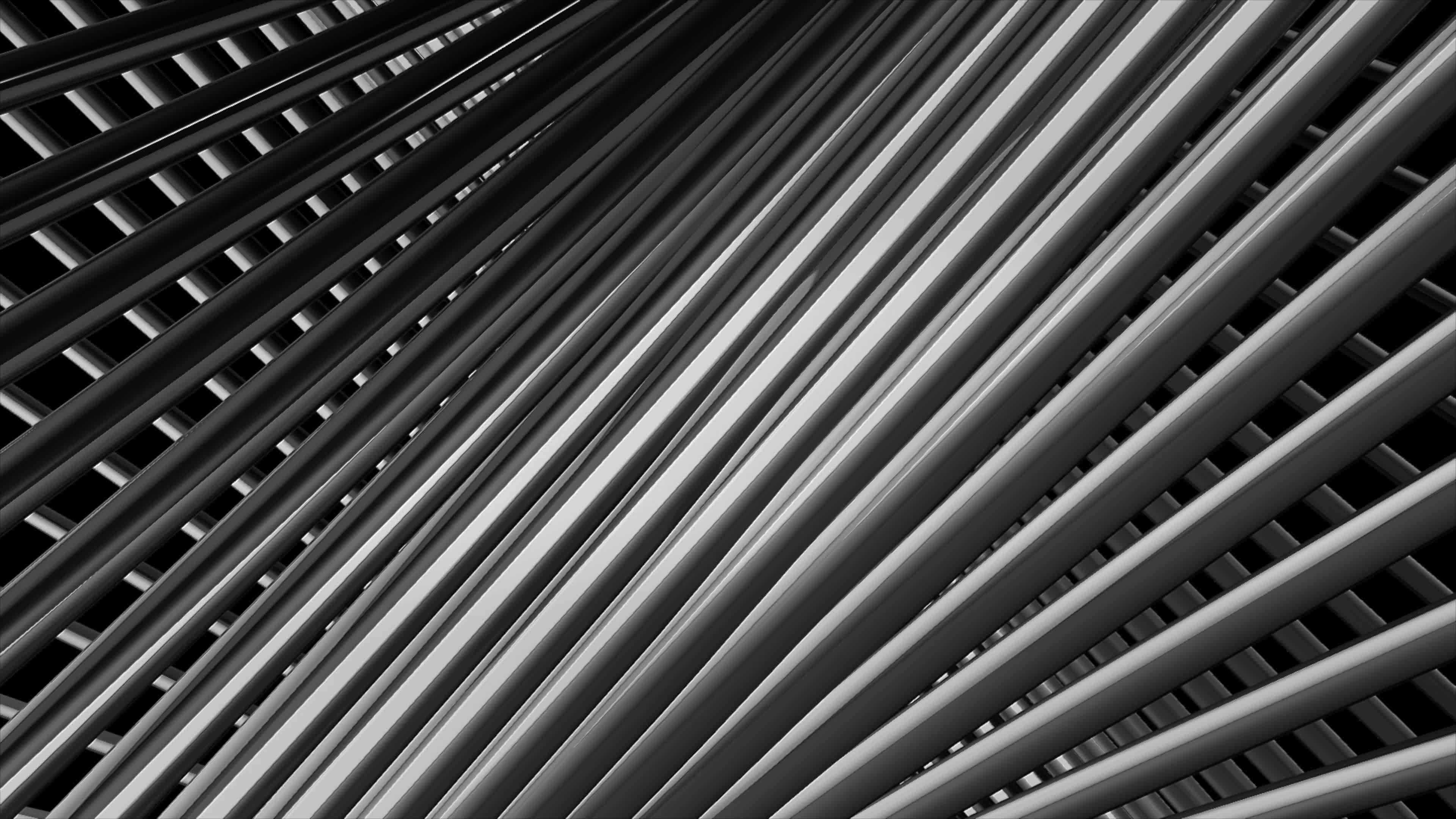 Abstract Monochrome Metal Wire Lines Background Seamless Loop Motion Black And White Straight