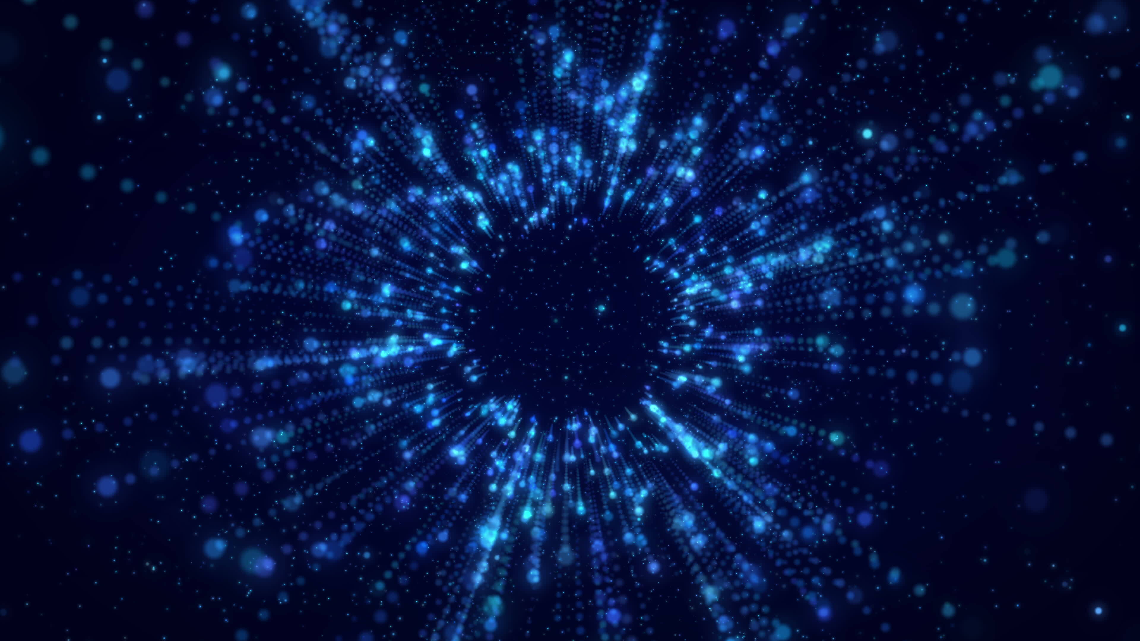 Digital Particle Burst Expanding in Blue Light Space Technology Looping Background 48587486 ...