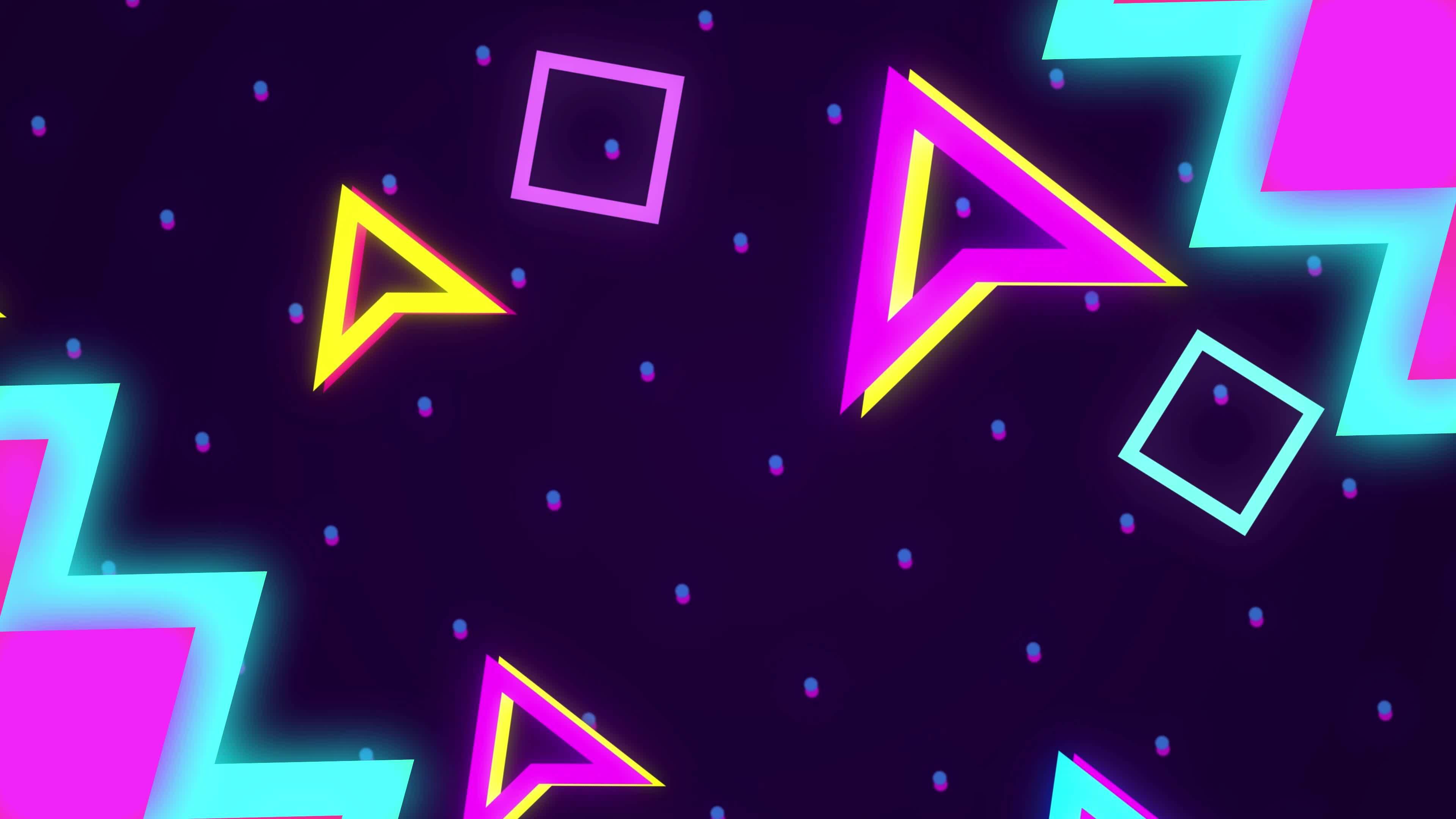 Retro Style 90 S Design Memphis Vintage Background Geometrical Shapes Bright Glowing Neon