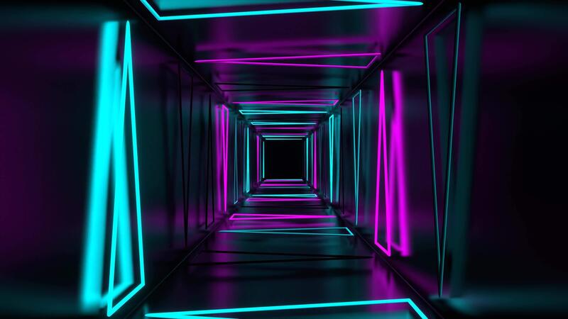 Cyan And Pink Neon Strobe Triangles Tunnel Background Vj Loop In 4k