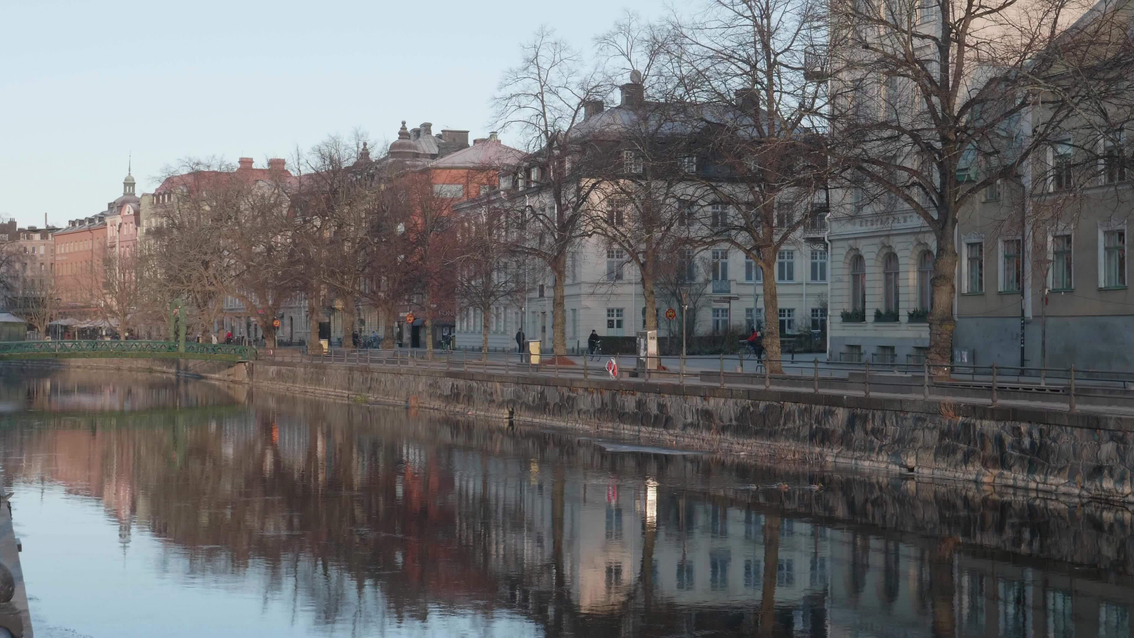 Old Buildings and Fyris River, Uppsala, Sweden, Establishing Shot 48713414 Stock Video at Vecteezy