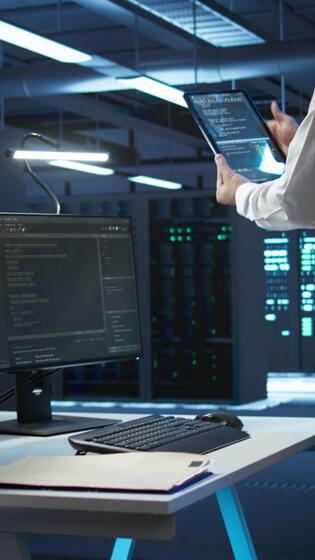 Vertical Data center computer scientist responsible for installation of ...