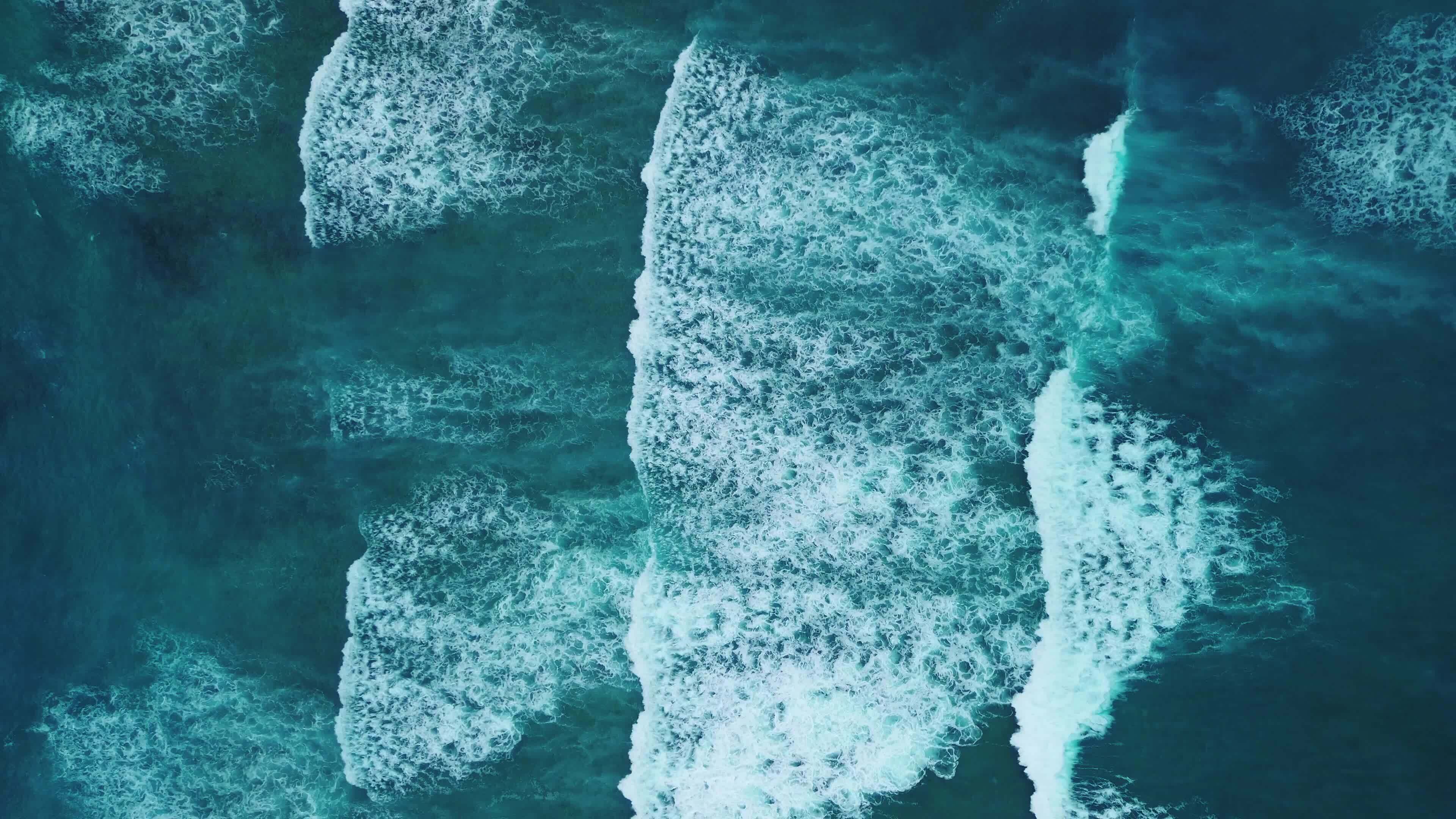 Beautiful texture of big power dark ocean waves with white wash. Aerial ...