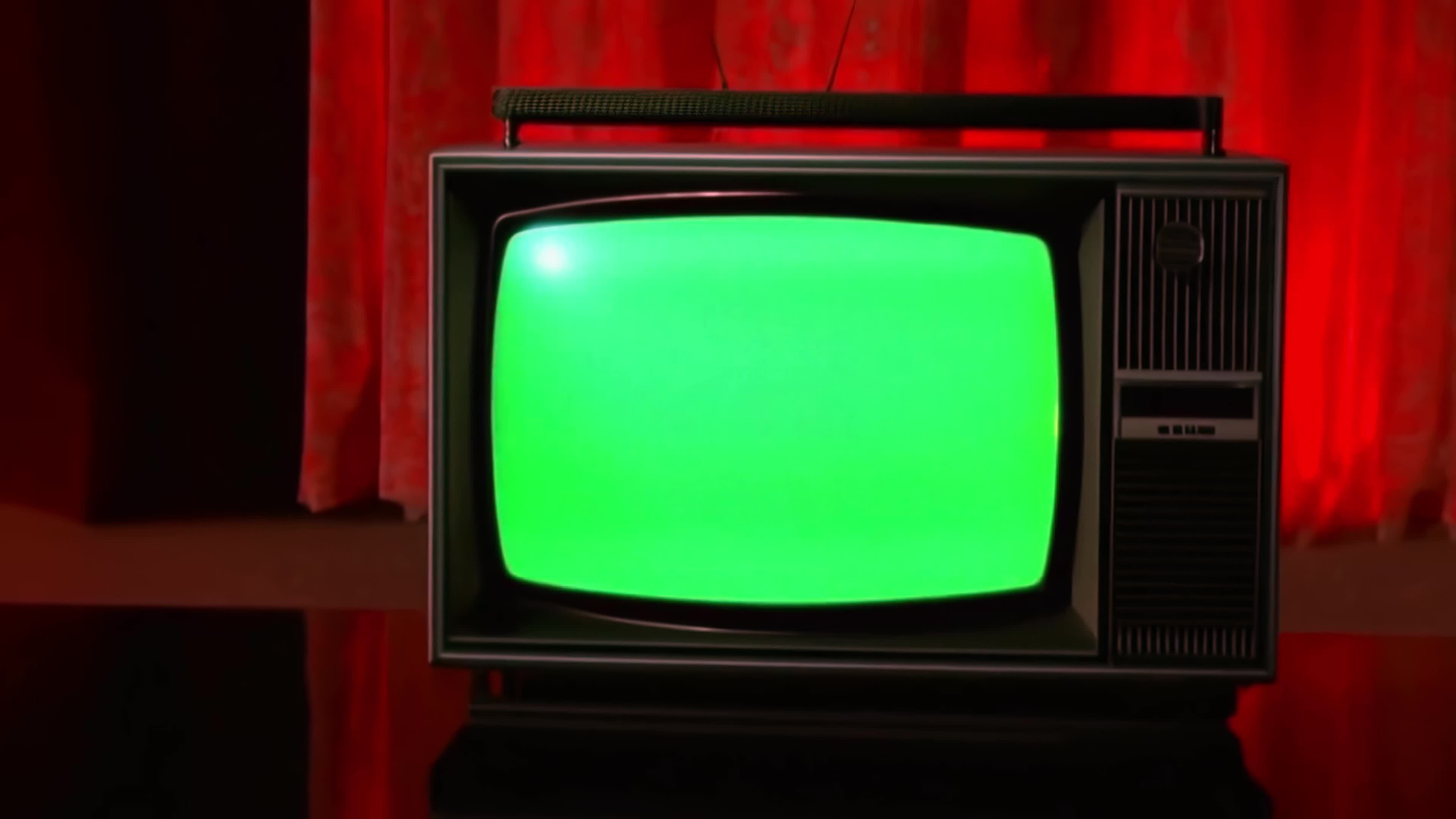 Old TV with green screen and flickering screen mockup 48861134 Stock ...