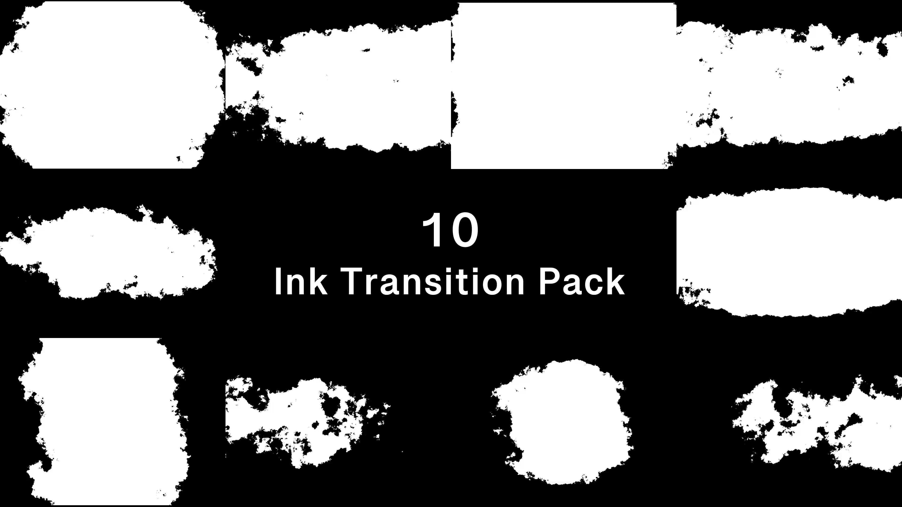 Ink Transition Pack with 10 Unique Grunge Effects for Editing and Motion Graphics. Black and ...