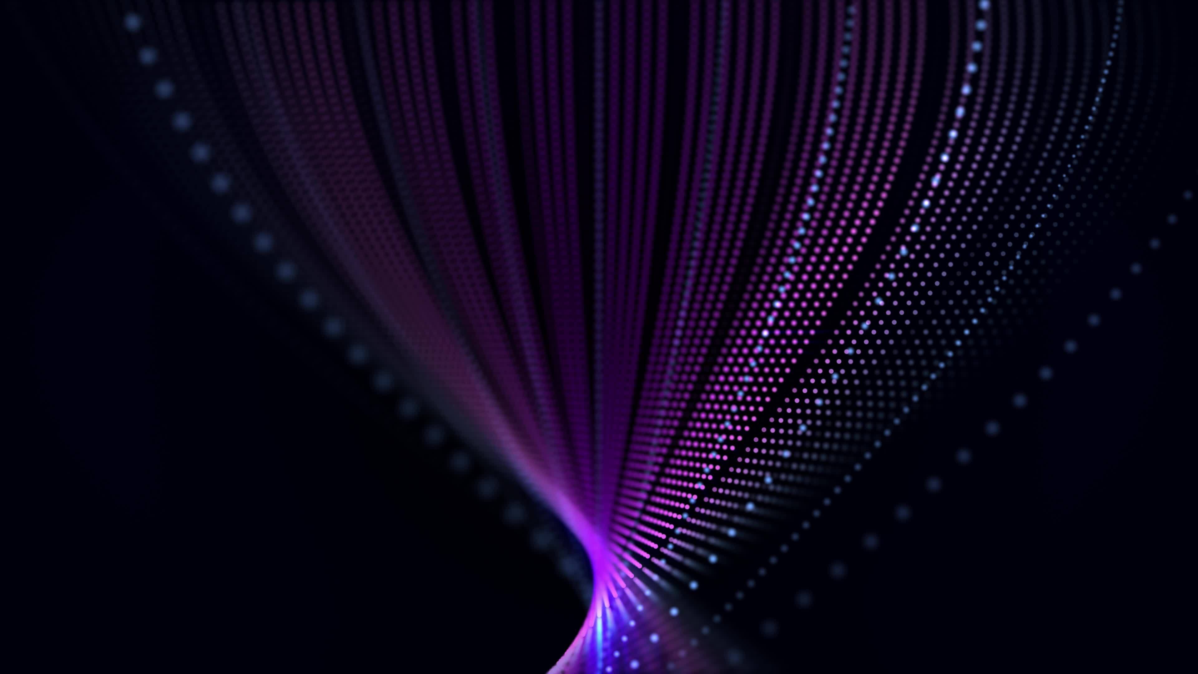 Looped abstract background with futuristic structure spinning with purple blue glow effect ...