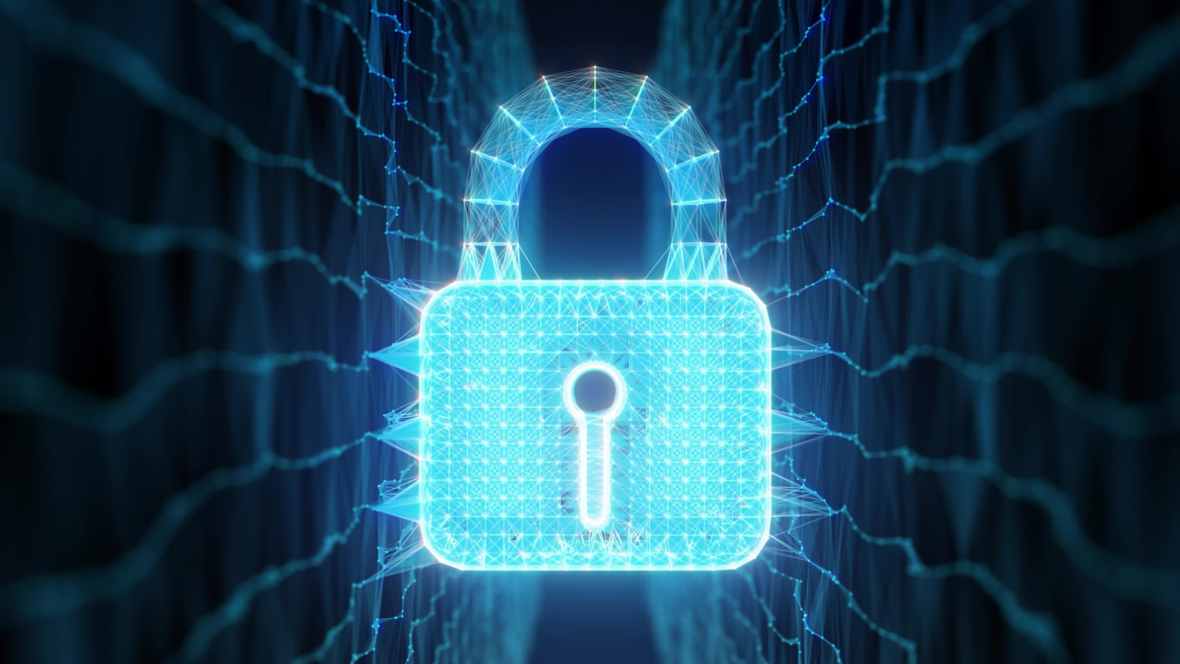 A Polygonal Wireframe Shield Background Represents Secure Technology