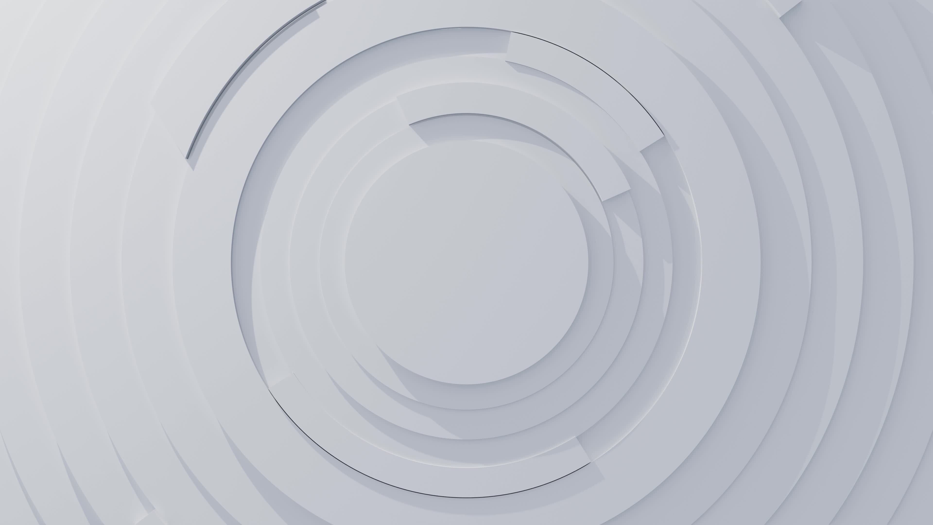 Digital Light Background Of Many White Rotating Rings And Forming A Frame In Seamless Loop