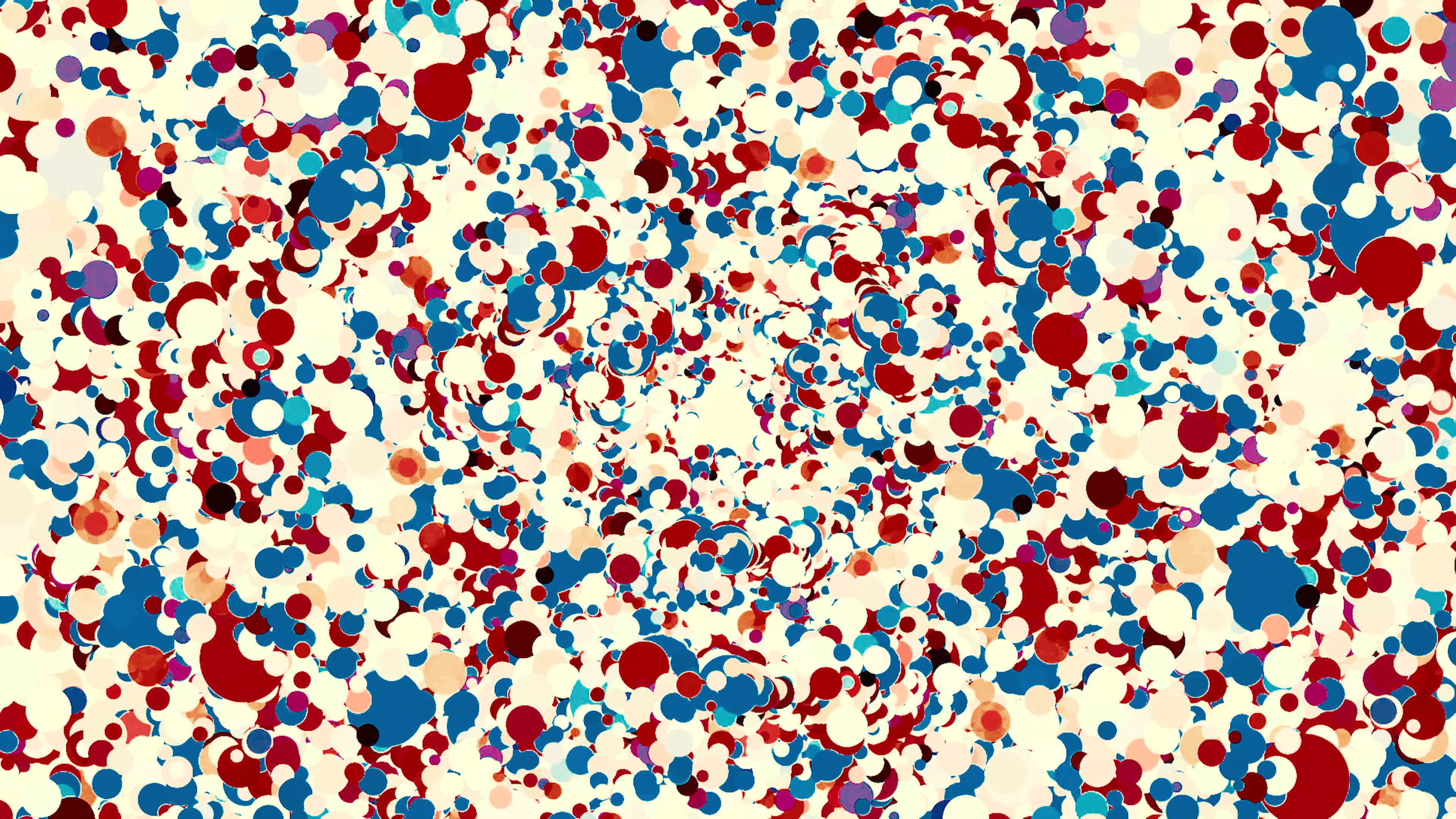 Lots of colorful psychedelic dots move. Motion. A lot of straining ...