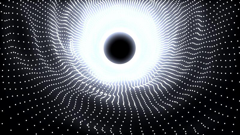 Black hole in virtual space with wavy space. Motion. Abstract 3d ...