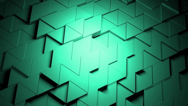 Abstract triangular tile pattern animation. Design. Wall of small 3D figures of triangles moving ...