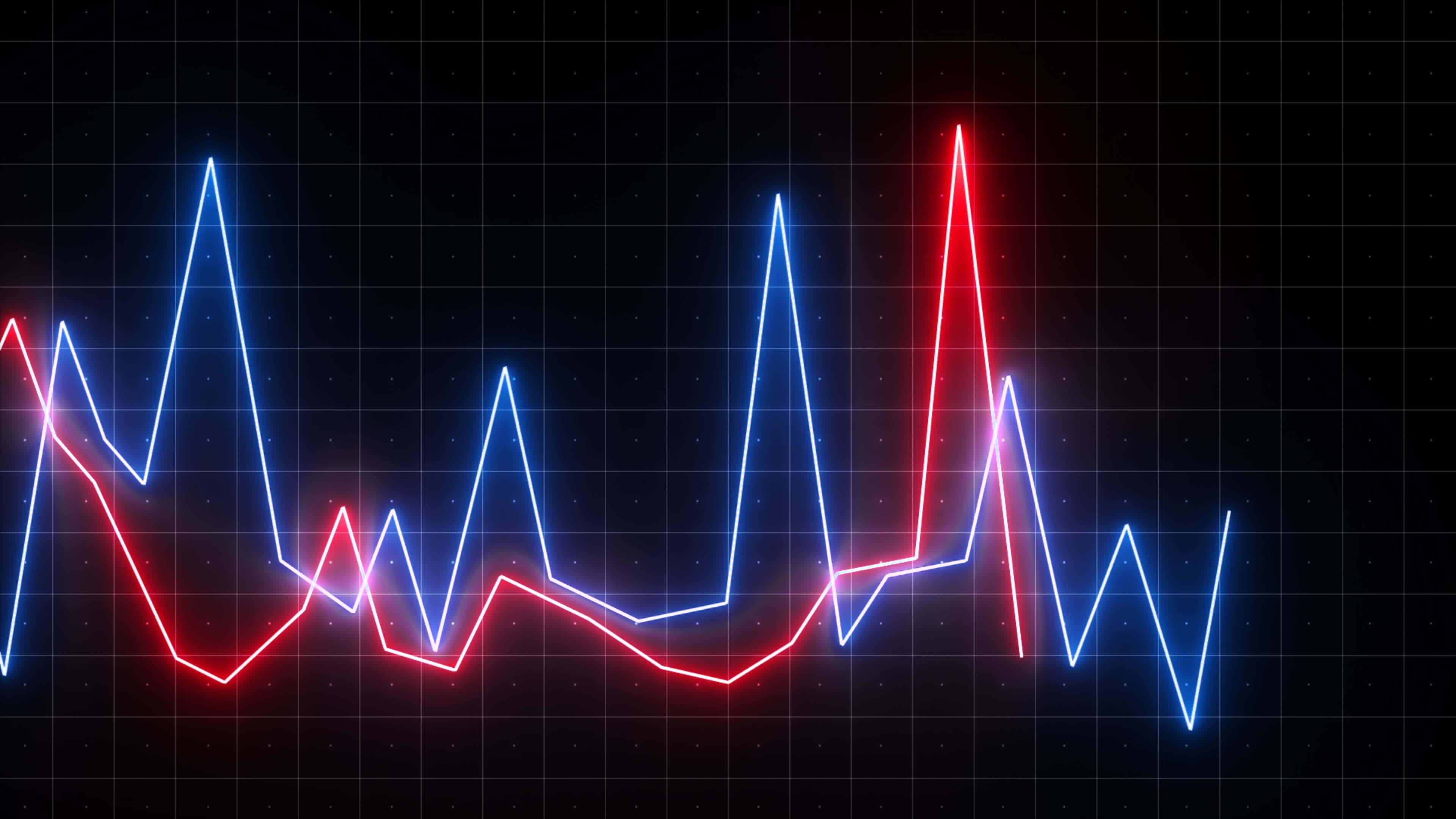 Colorful moving chart lines. Motion. Graphic lines moving in waves on ...