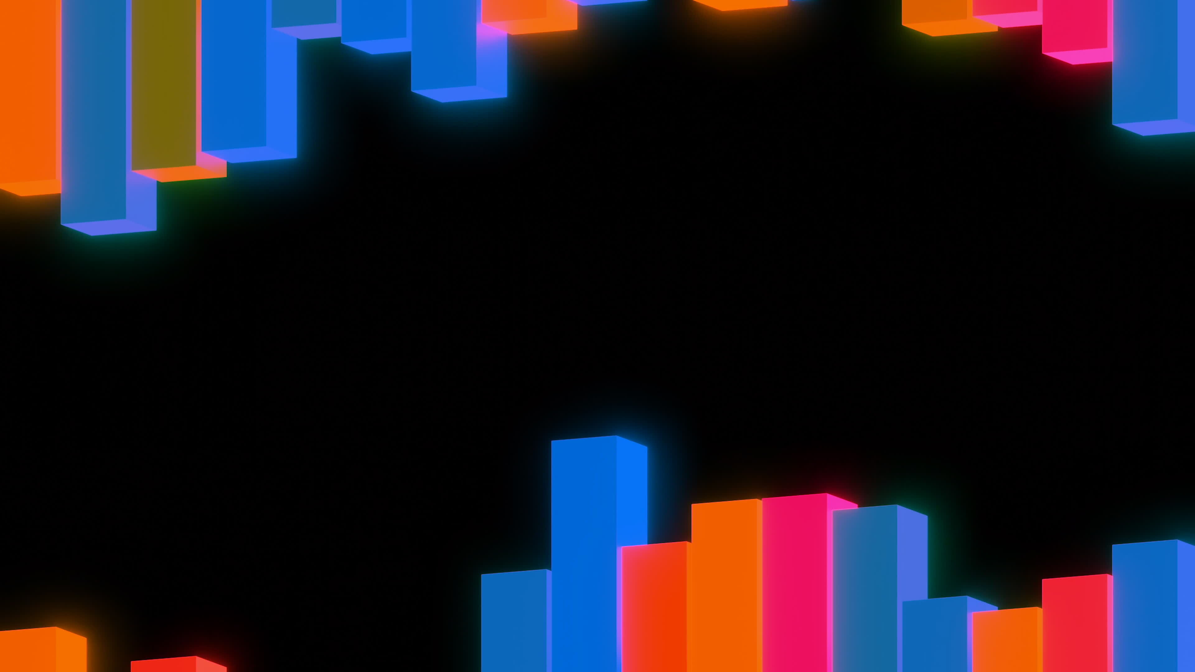 Bright dancing graphics. Design.Multicolored rectangles in animation that diverge in different ...