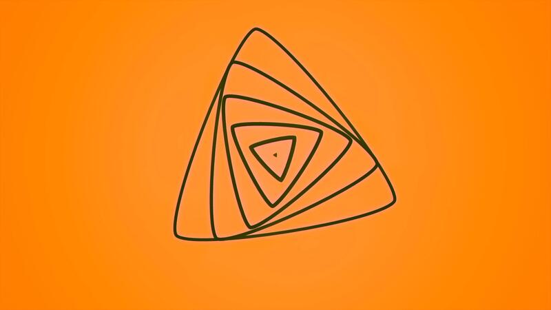 Animation with rotating triangles in spiral. Motion. Beautiful geometric spiral of triangles on ...