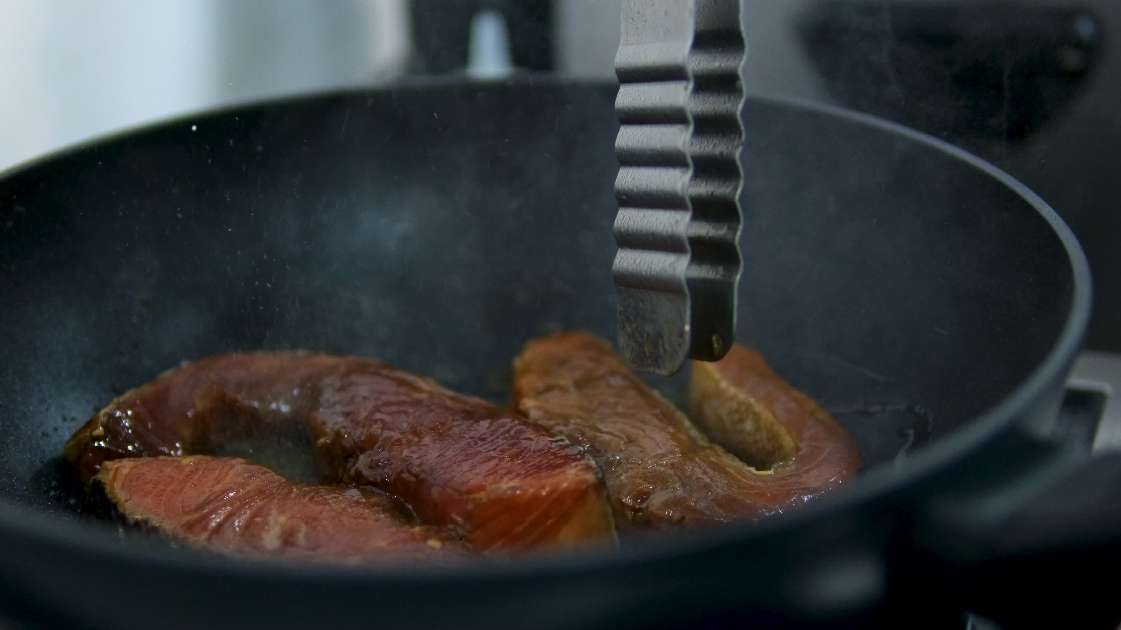 Cocinando Salmón Filete Interrogatorio Intenso Filete Salmón Con Espárragos Tomate Limón Un