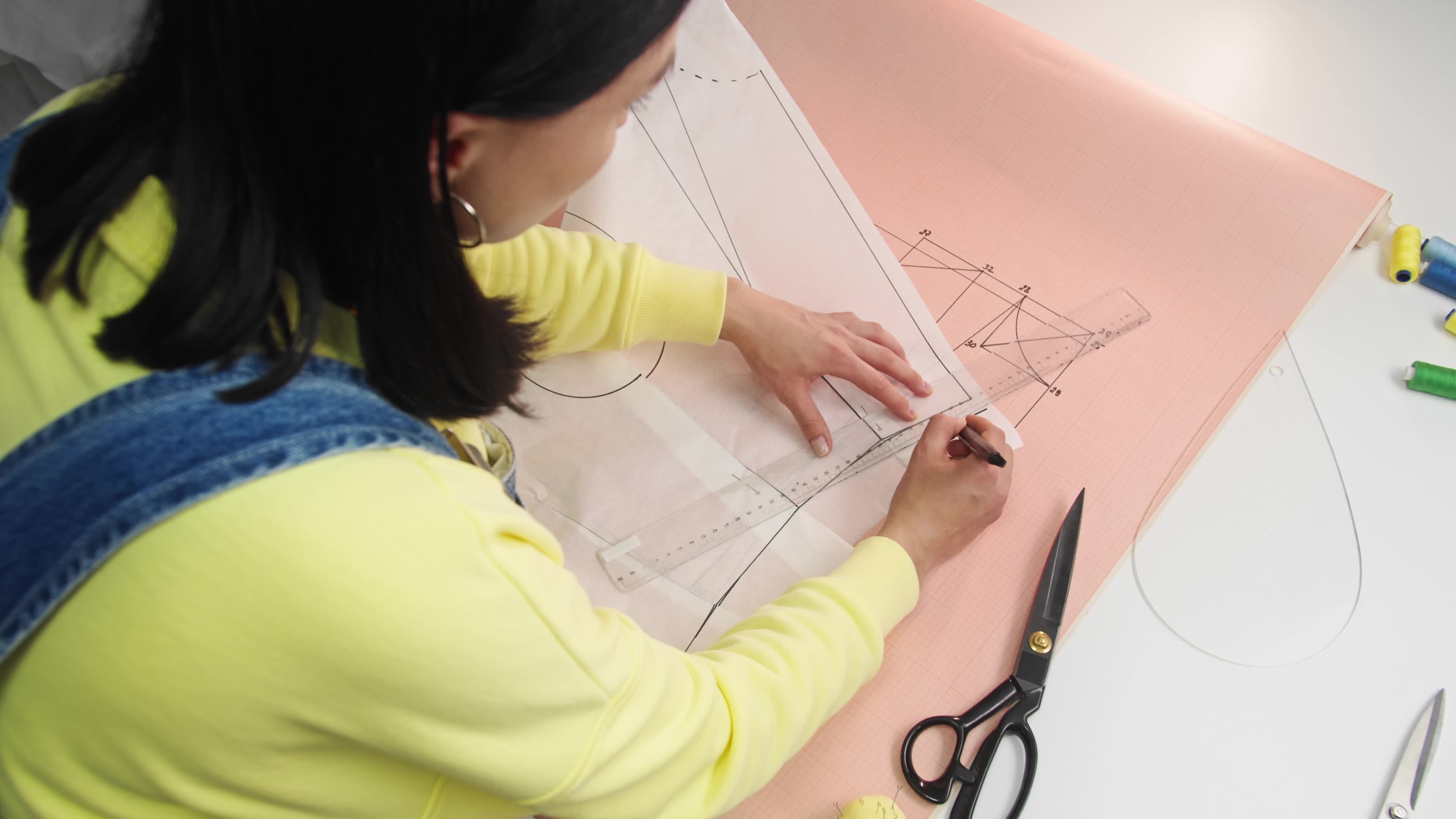 view of the work process of a designer, who is working with patterns in ...