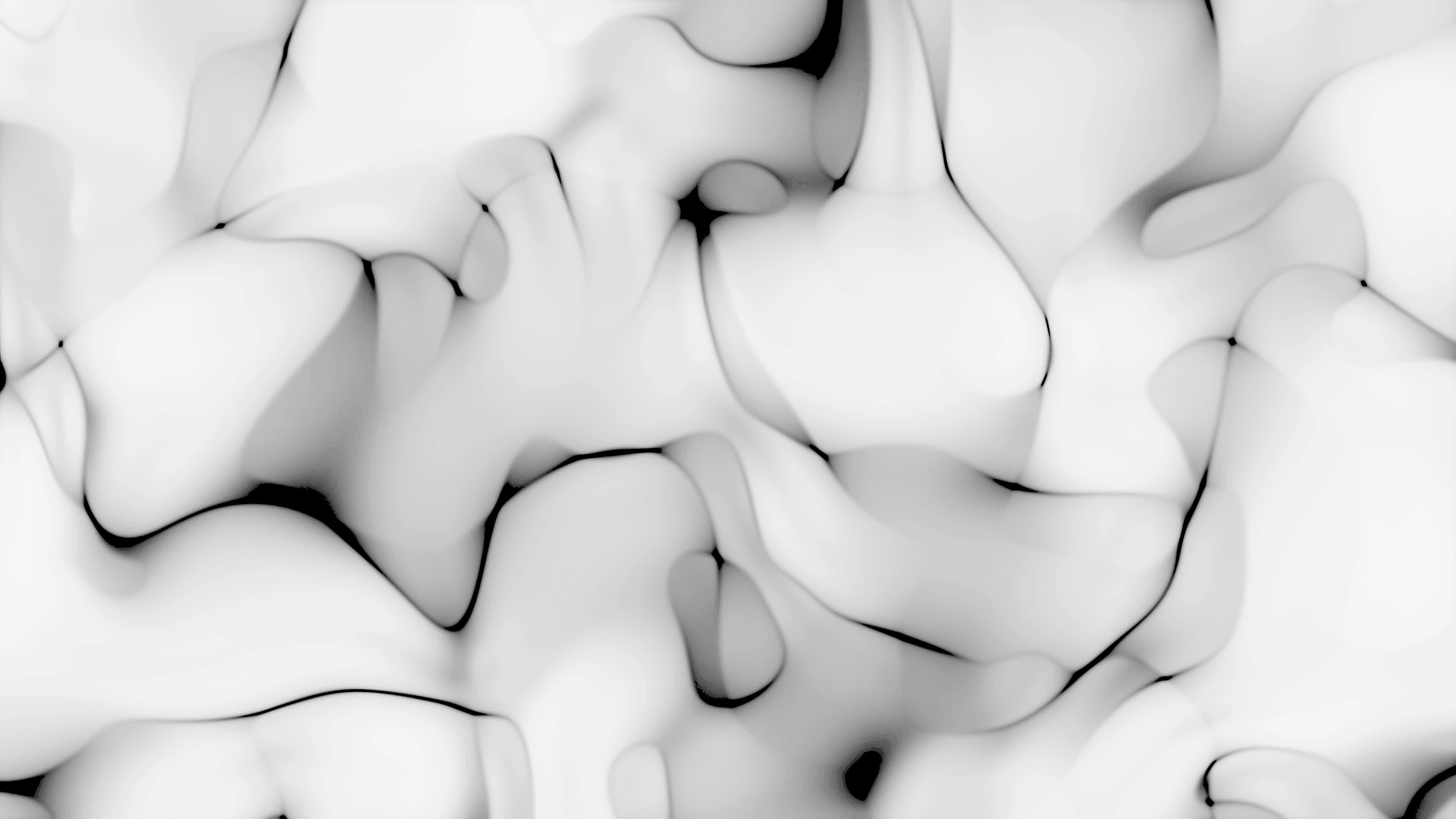 Seamless abstract black and white fluid shapes creating a smooth, wavy texture loop. The design ...