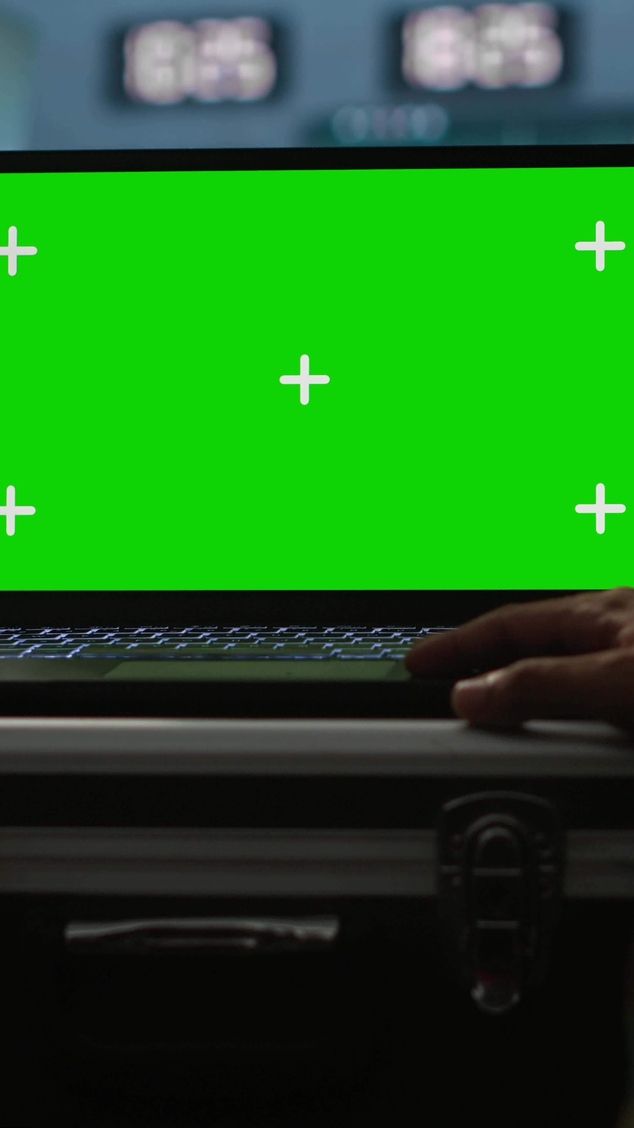 Vertical Military Agent Working In Control Room Using Isolated Screen Software On Laptop