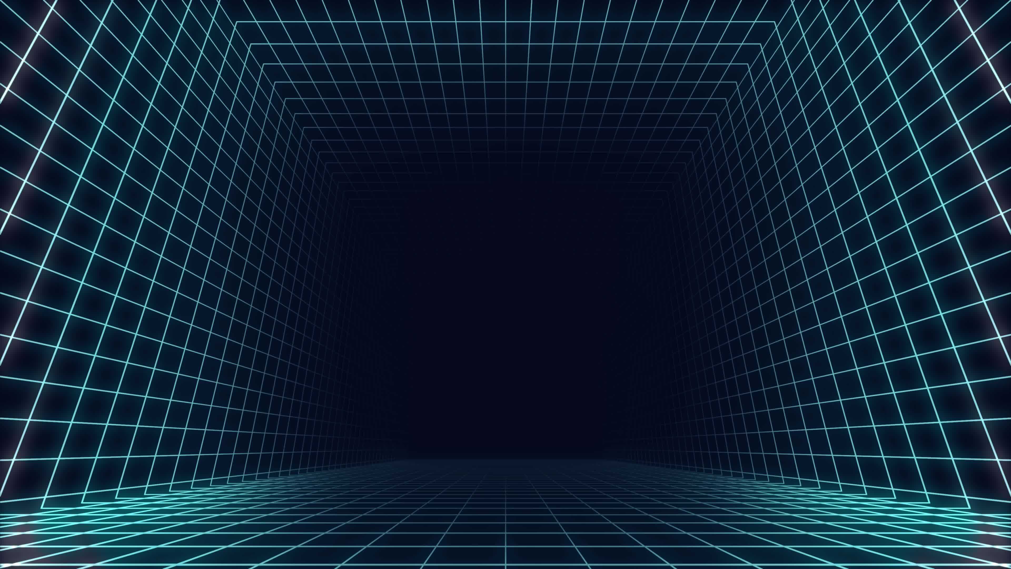 3d grid in motion with parallax effect. Abstract background with ...