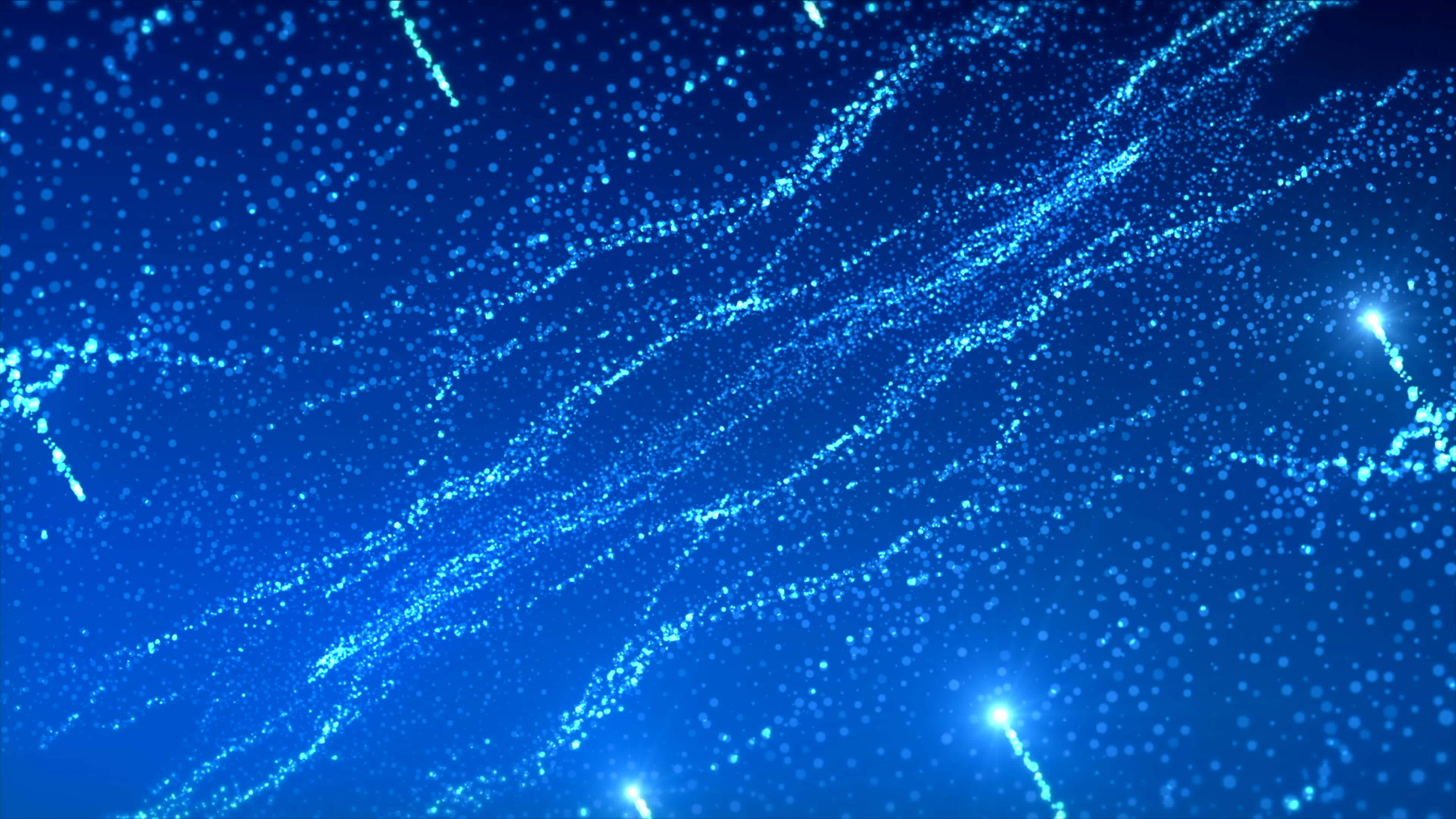 Luminous particles move in wavy stream. Motion. Wavy streams of energy with pollen and moving ...