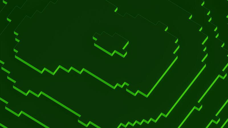 Abstract green visualization of a retro tetris game. Design ...