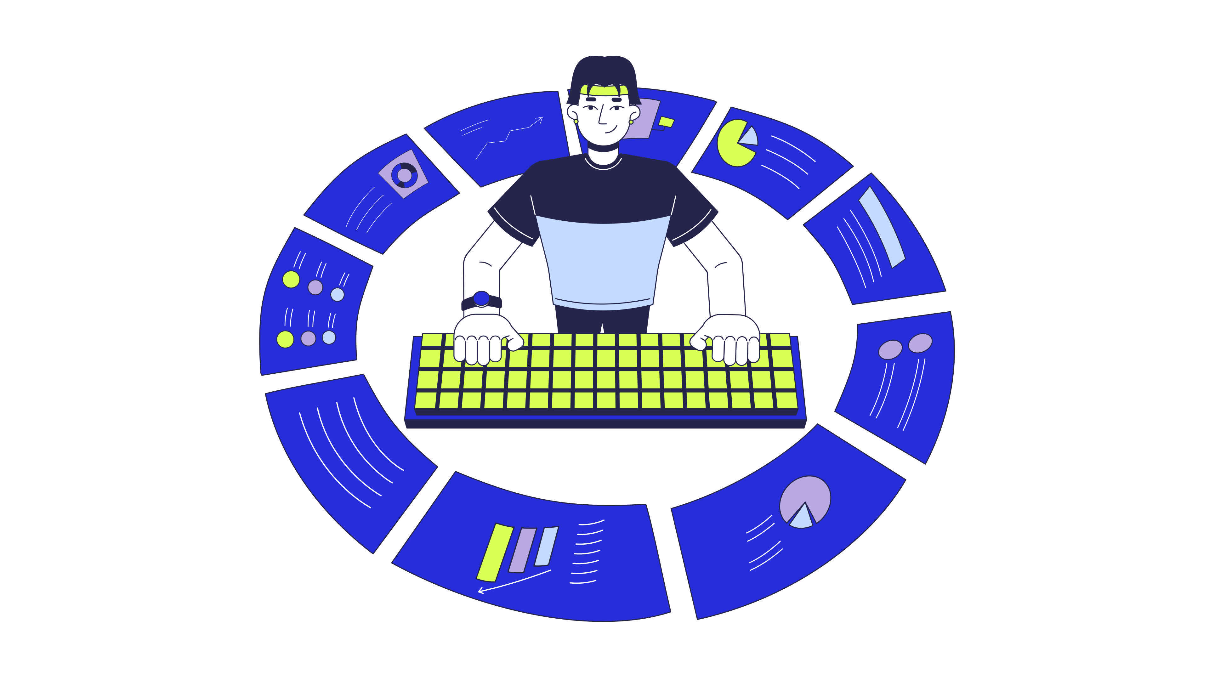 Data Analytics Business Reports Line 2d Animation Computer Analyst Typing Keyboard 4k Motion