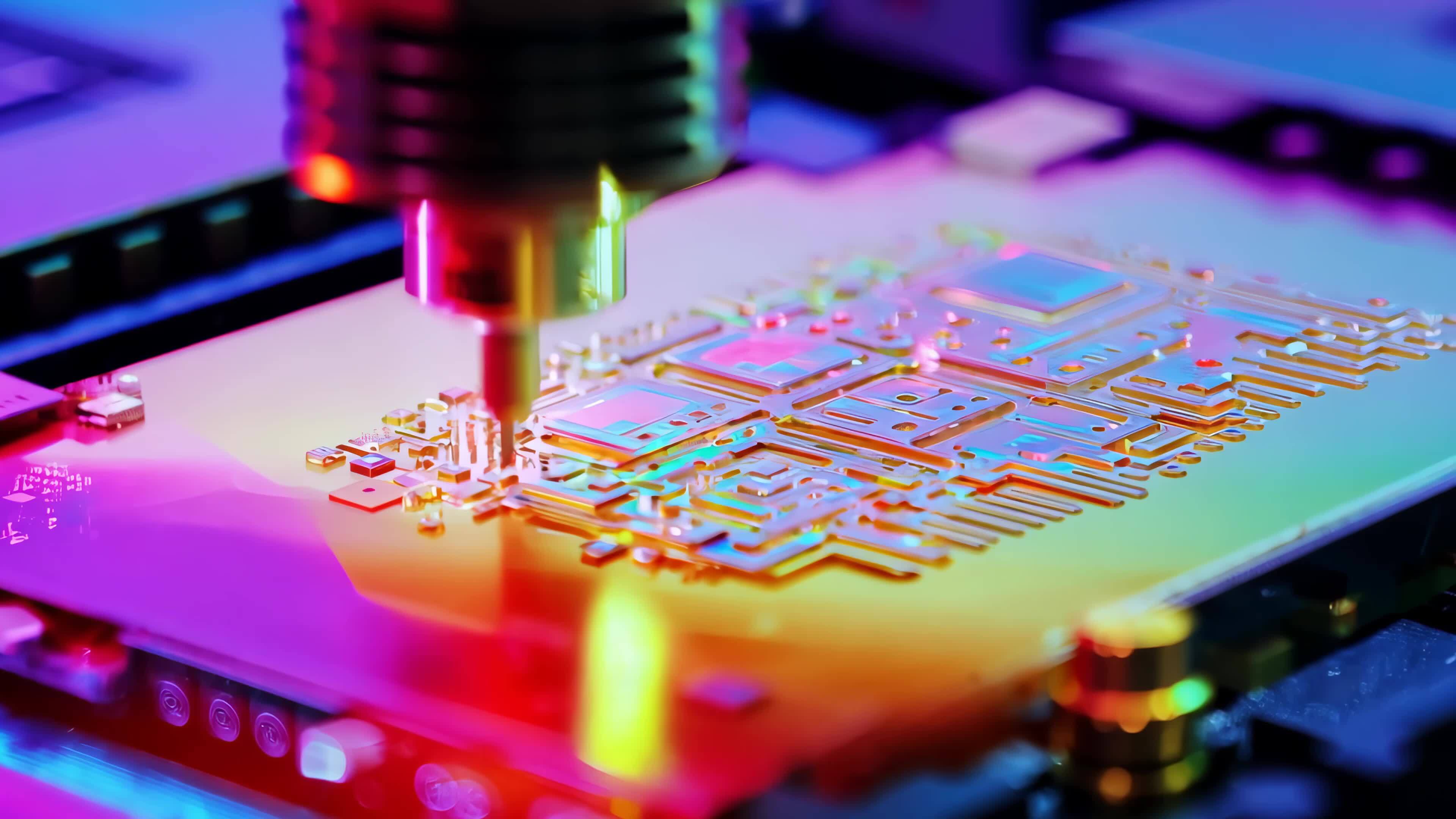 Microchip Produção Impressão Processador Cpu Componente Ai Memória