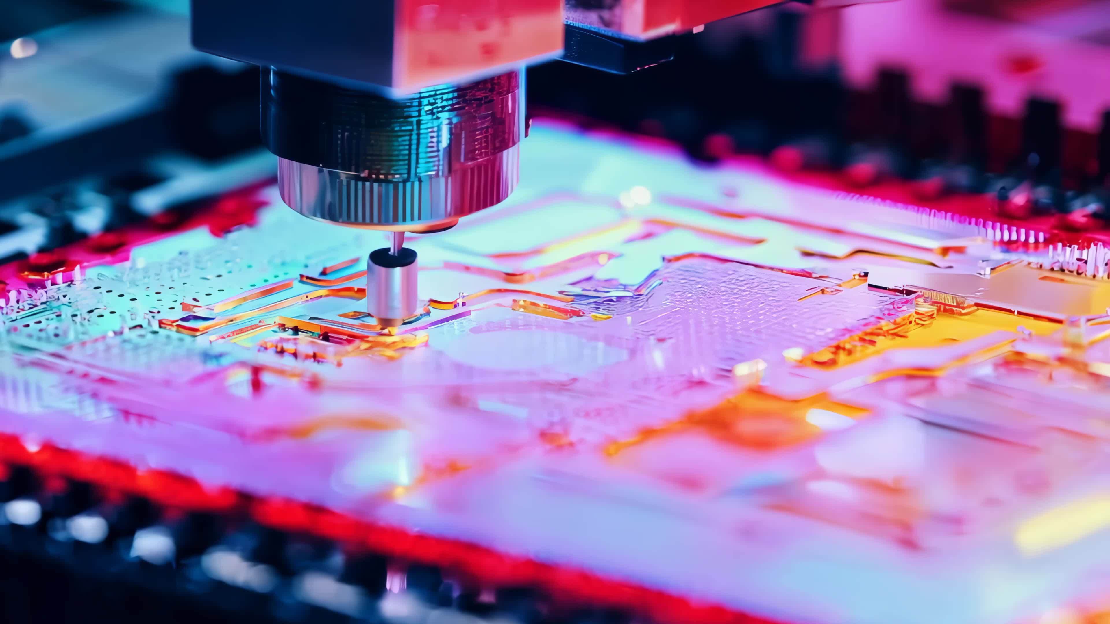 Microchip Production Printing Processor Cpu Component Ai Memory Storage Microelectronics