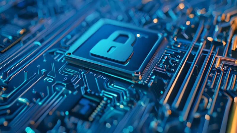 Lock Safe Microchip Computer Chip Processor Ai Computation Power Pc Safety Cloud Protection