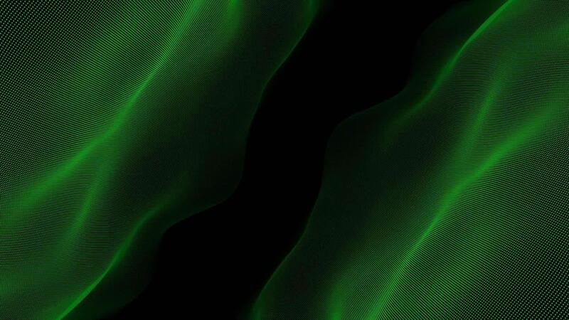 Green Color Hi Tech Particles Slowly Moving In Cyberspace Forming Loop Able Wave Pattern On