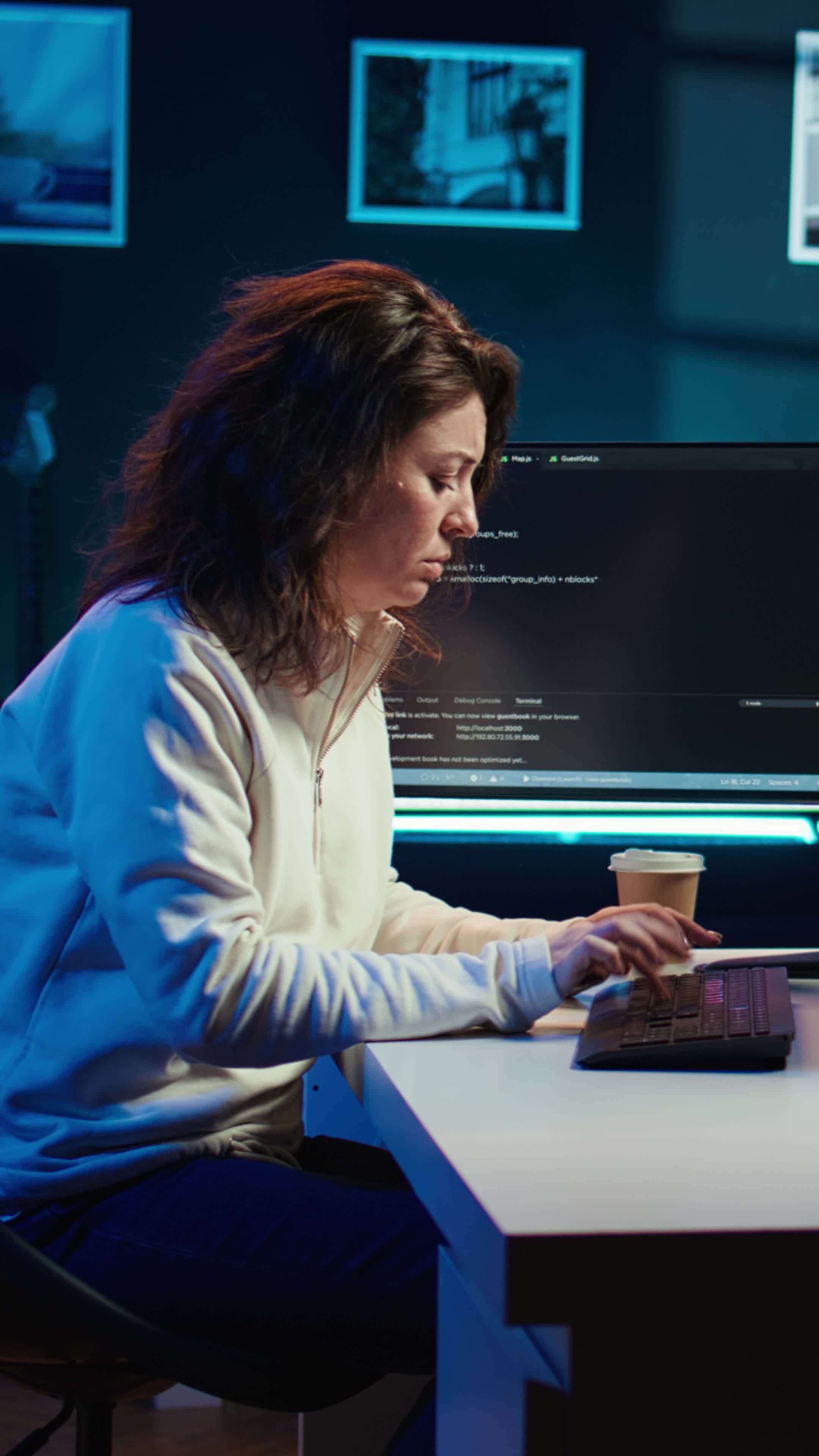 Vertical Tired woman hurting from too much stress accumulated while ...