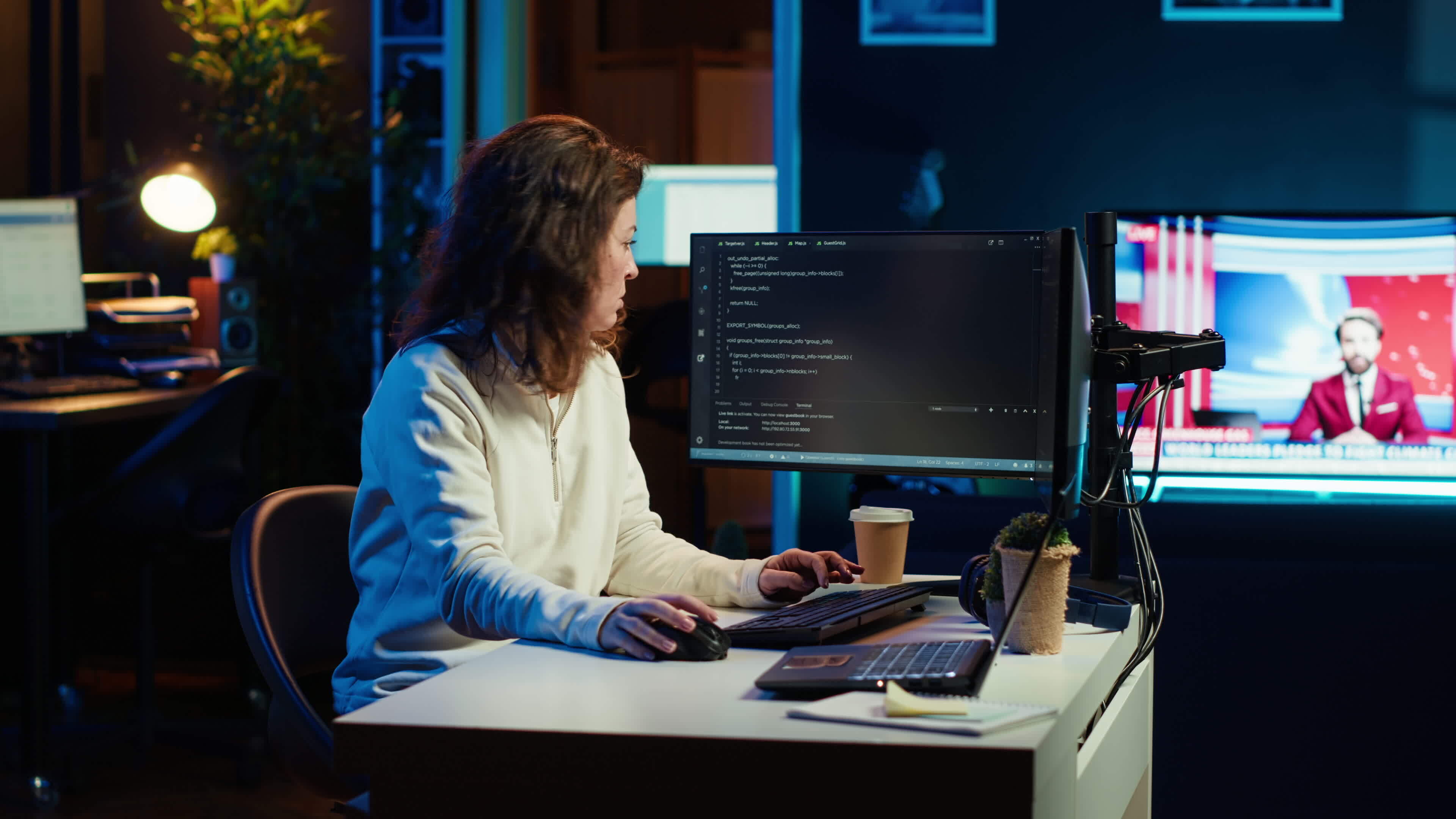 Programmer Closing Backpack Leaving Home Office After Filtering Malicious Traffic From