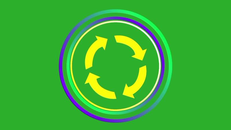 arrows circle, rotating stop motion animation on rotating circle gradient on green screen ...
