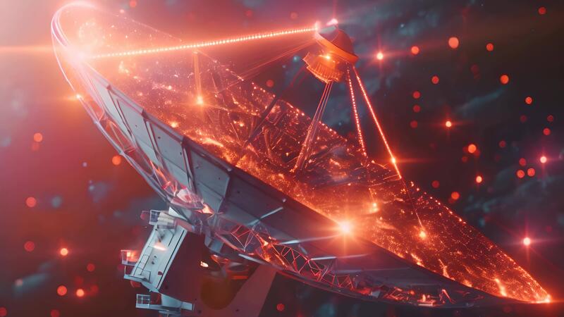 Radio telescope technology digital ai glow satellite connection tower ...