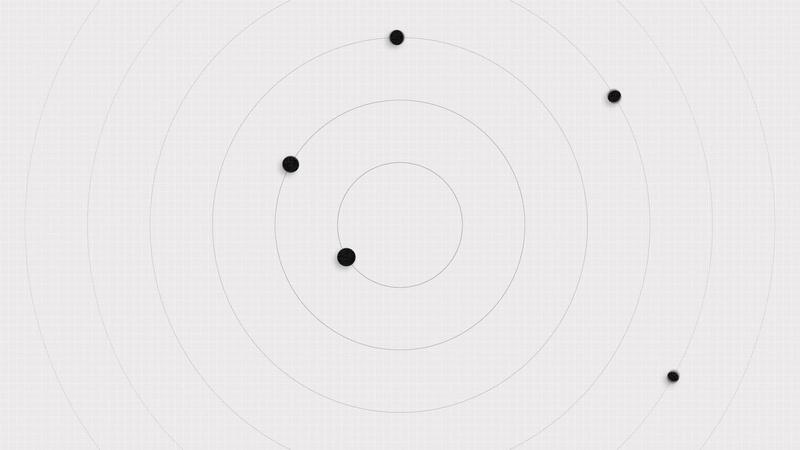 Minimalist abstract background with black spheres orbiting on ... Minimalist abstract background with black spheres orbiting on ...